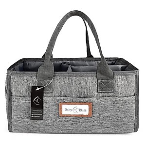 BabyBliss Diaper Caddy - Storage Bin for Nursery - Car Organizer for Diapers and Baby Essentials - Waterproof Storage Basket for Changing Table