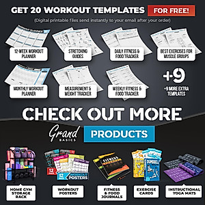 [12-PACK] Laminated Large Workout Poster Set - Perfect Workout Posters for Home Gym - Exercise Charts Incl. Dumbbell, Yoga Poses, Resistance Band, Kettlebell, Stretching & More Fitness Gym Posters
