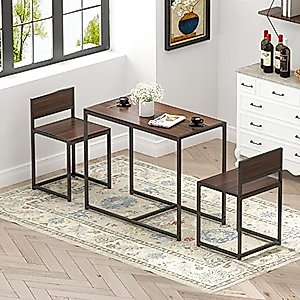 DlandHome Dining Table Set, 3 Piece Dining Room Table and Chairs, Nesting Style Kitchen Coffee Table Set for 2, Versatile/Tall/Modern Table Set, LD-CT01WNT