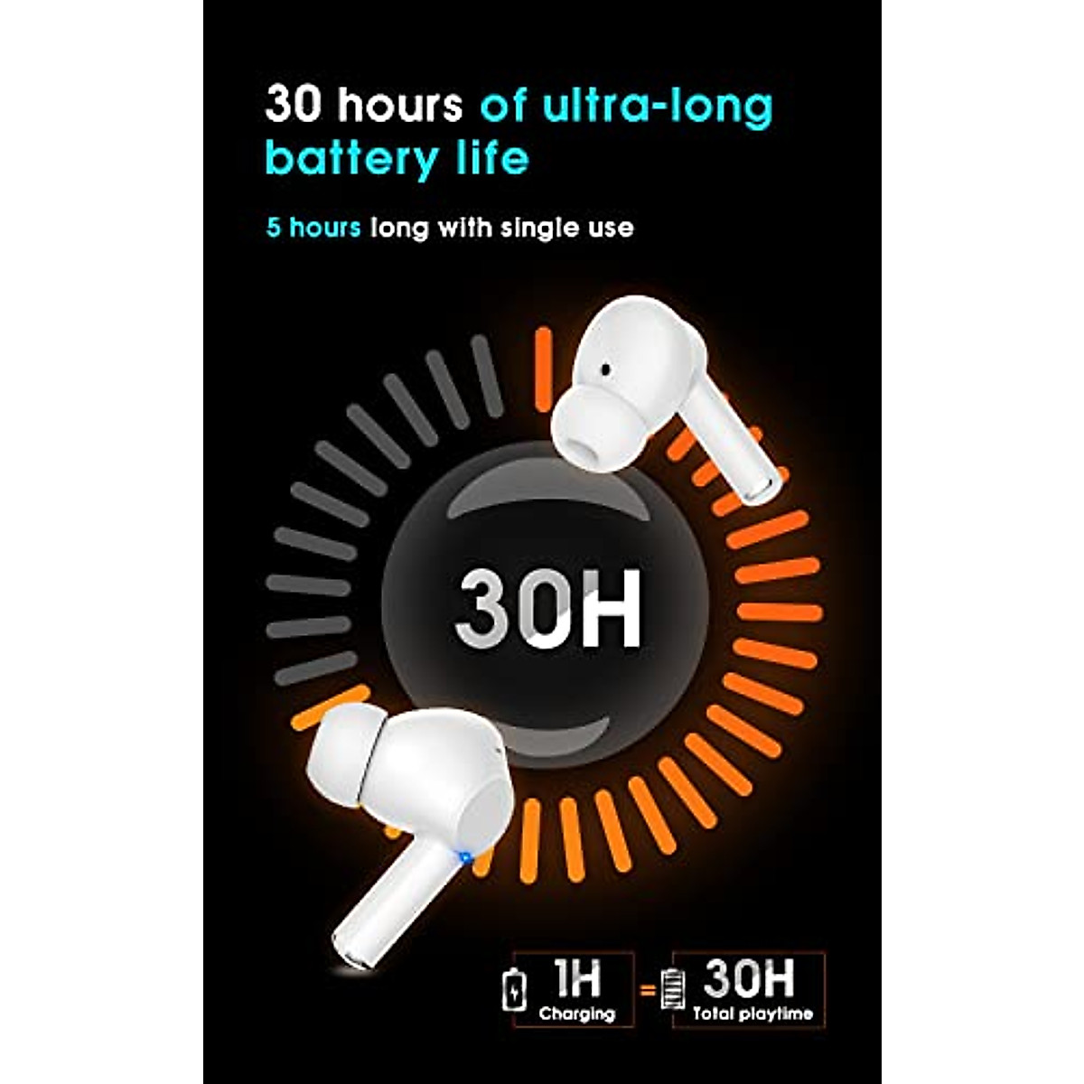 Wireless Earbuds, Bluetooth 5.3 Headphones with 4 HD Mics, Wireless Headphones ENC Noise Cancelling Earbuds Type C Ear Buds, 30H Playtime Sports for iPhone Samsung Andoird