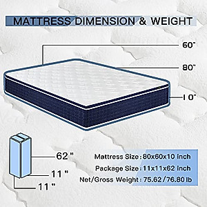 AICEHOME Queen Mattress,10 Inch Memory Foam Hybrid Mattress with Innerspring in a Box Medium Queen Size Mattress Pressure Relief & Supportive (Queen)
