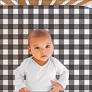 The Peanutshell Fitted Crib Sheet Set for Baby Boys or Girls - Unisex 4 Pack - Woodland Animals & Buffalo Plaid