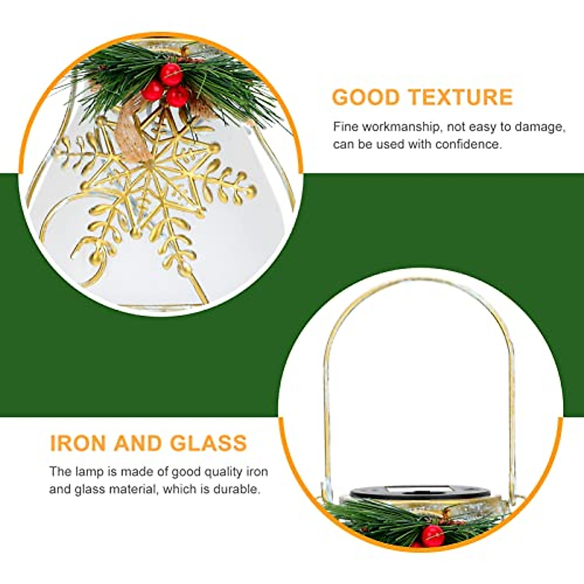 Beaupretty Solar Lanterns Christmas Outdoor Hanging Lantern Xmas Snowflake Star Decoration Pendant Lamps for Garden