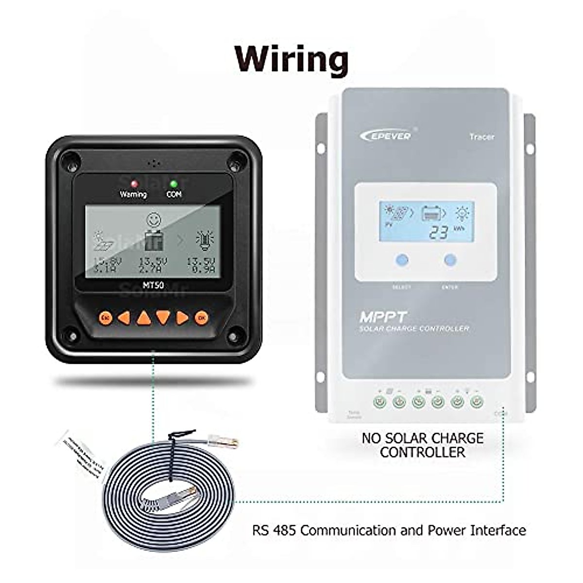 EPEVER MT-50 Remote Meter with LCD Display Remote Meter Fit for Tracer-an, Tracer-BN, TRIRON Series Solar Panel Battery Regulator