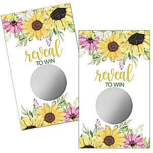 Haizct 50 Pack Sunflower Bridal Shower Scratch Off Game Cards for Country Wedding, Bridal Shower, Bridal Lottery Tickets, Wedding Shower Ideas, Baby Shower
