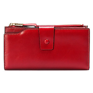 women clutch wallet genuine leather checkbook(red)