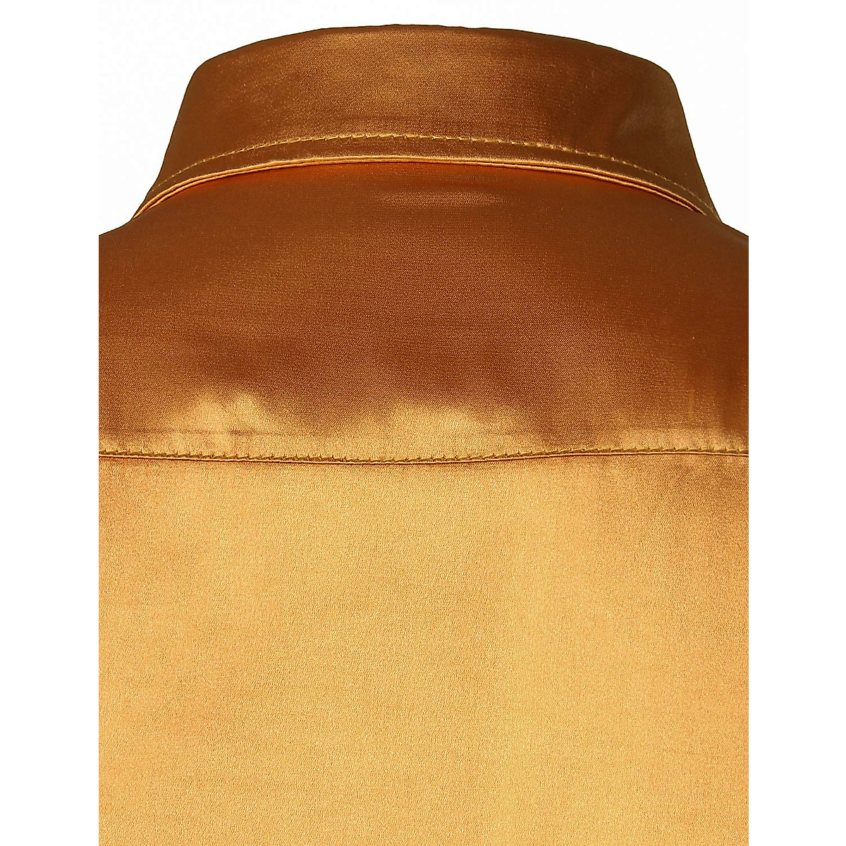 ZEROYAA Men's Luxury Shiny Silk Like Satin Button Up Dress Shirts ZLCL14-Gold Medium