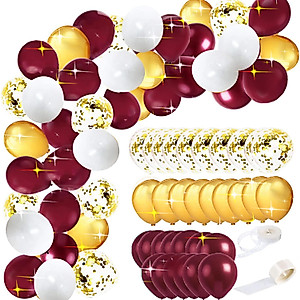 Graduation Decorations Maroon Gold 2024/Burgundy Gold Graduation Party Decorations/Burgundy Gold White Balloons 40pcs ASU/FSU Fall Bridal Shower Wedding/Fall Burgundy Birthday Decorations Women