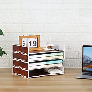 4 Layers Desktop Organizers paper trays Letter document Tray file sorter organizer paper holder for desk parchment paper organizer desktop file holder Home School Office for Women Girls