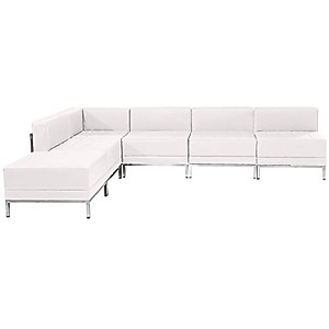 Flash Furniture HERCULES Imagination Series White LeatherSoft Sectional Configuration, 6 Pieces