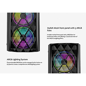 Raidmax p8 Series ATX Desktop Gaming Computer Case USB 3.0 Tempered Glass Window with 120mm ARGB LED Fans (p805) (p815)
