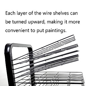 JIAHESHYP Tabletop Art Drying Rack Art Organizer for Kids, Sturdy Metal A3 Paper Painting Drying Rack Artwork Storage Display Shelf for Classrooms, Art Studio, 10 Shelves, Black
