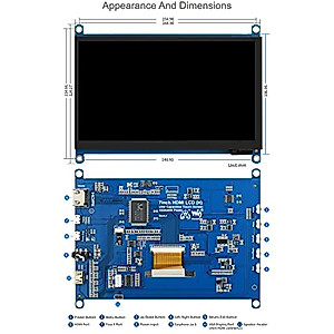 Waveshare 7inch Capacitive Touch Screen LCD Compatible with Raspberry Pi 5/4B/3B+/3A+/2B/B+/A+/Zero/Zero W/WH/Zero 2W CM3+/4 Series Boards 1024×600 Resolution HDMI IPS Supports Windows