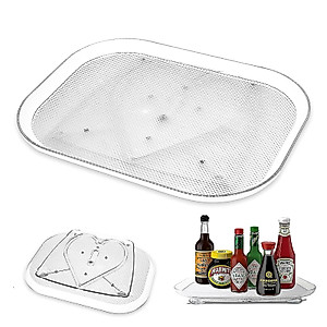 Lazy Susan Turntable Organizer for Refrigerator - 15.7'' Clear Square Fridge Organizer Storage 360°Rotate Lazy Susan Spice Storage for Kitchen, Table, Pantry, Cabinet, Countertop