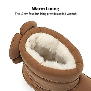 DREAM PAIRS Girls Snow Boots Kids Winter 10mm Puffy Faux Fur Lined Ankle Shoes for Little/Big Kid,Size 2 Little Kid,Camel,SDSB2305K