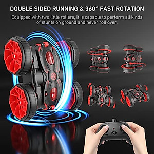 ifollower Remote Control Car,RC Cars Toy All Terrain Off Road 4WD Double Sided Running RC Crawler, 360° Rotation & Flips 2.4GHz RC Stunt Car Birthday Gift for Boys & Girls Aged 4 5 6 7 8 9 10 11 12
