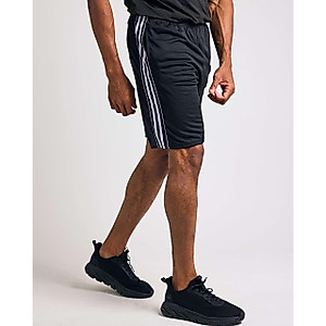 Real Essentials Mens Mesh Shorts Active Wear Athletic Short Men Basketball Pockets Workout Gym Soccer Running Summer Fitness Quick Dry Casual Clothes Sport Training Hiking, Set 8, S, Pack of 5