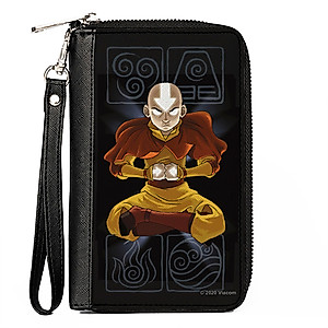 Buckle-Down Women's PU Zip Around Wallet Rectangle-Avatar: The Last Airbender, 7.5"x4.5"