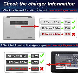 65W 18.5V 3.5A HP 2000 Laptop Charger Replacement for HP Pavilion DV7 DV6 G6 G7 DV5 DV4 DM4 G62 G72 AC Adapter Power Supply Cord