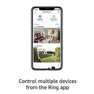Ring Stick Up Cam Plug-In HD security camera with two-way talk, Works with Alexa - Black