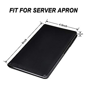 Server Books for Waitress - Leather Waiter Book Server Wallet with Zipper Pocket, Cute Waitress Book&Waitstaff Organizer with Money Pocket Fit Server Apron（Classic Black）