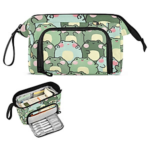 Glaphy Cute Kawaii Frog Pencil Case Large Capacity Pencil Pouch Bag Zipper Storage Stationery Bag for Office College School