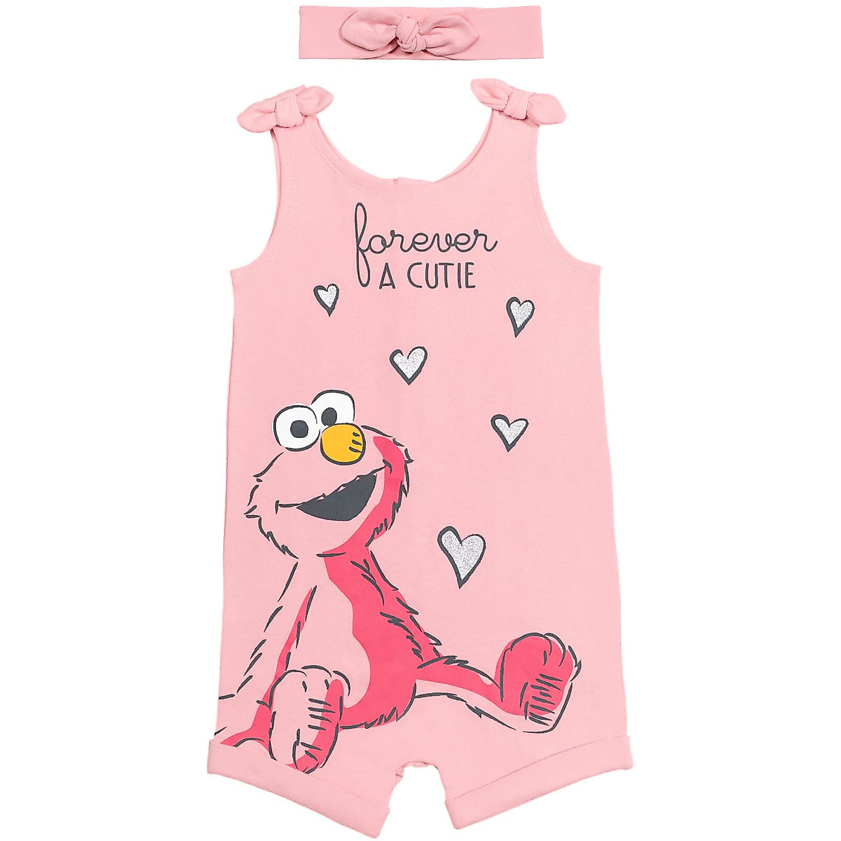 Sesame Street Elmo Baby Girls Romper and Headband Bow Set Pink 18 Months