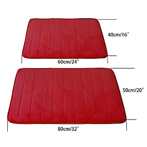 iMaylex Soft Memory Foam Bath Rug, Absorbent Luxury Bath Rug Mat, Quick Dry Bath Mat for Front Floor of Bathtub, Shower Floor and Toilet, Wine Red, 32" x 20"