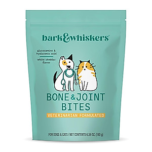 Dr. Mercola Bark & Whiskers Bone & Joint Bites, 6.34 Oz. (180 g), 1 Bag, Supports Joint Comfort and Mobility, Veterinatrian Formulated, Non-GMO
