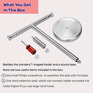 Sfemn Hand Towel Holder Stand for Bathroom Vanity Countertop SUS304 Stainless Steel T-Shape Free Standing Towel Rack Stand Towel Bar for Bathroom Kitchen (Brushed Nickel)