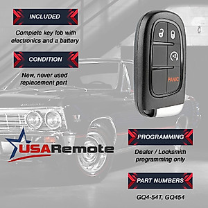 Key fits Ram 2013 2014 2015 2016 2017 2018 Smart Keyless Entry Remote Fob (GQ4-54T)