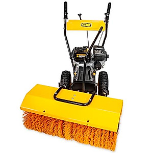 Stark USA Dirt/Debris Power Sweeper 31" Brush Broom in Clearing Path 7HP Engine Gas Walk-Behind for Leaves, Dirt, and Gravel