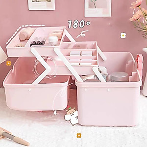 JRIQH Hair AccessoriesOrganizer for Girls,Lockable 3-layers Folding Craft Organizers,Multipurpose Storage Case for Hair Accessories,Jewelry,Arts & Crafts,Makeup accessories