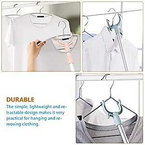 Beavorty Clothesline Outdoor 2pcs Telescoping Clothesline Retractable Clothesline Rod Clothes Reaching Rods Adjustable Reaching Pole Hanger Extend Utility Pole Hook Metal Hangers