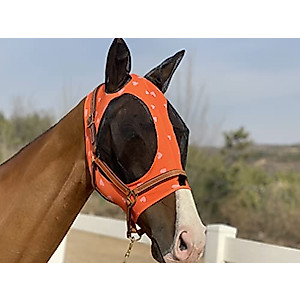 TGW RIDING Horse Fly Mask Super Comfort Horse Fly Mask Elasticity Fly Mask with Ears We Only Make Products That Horses Like (M, Dark Orange)……