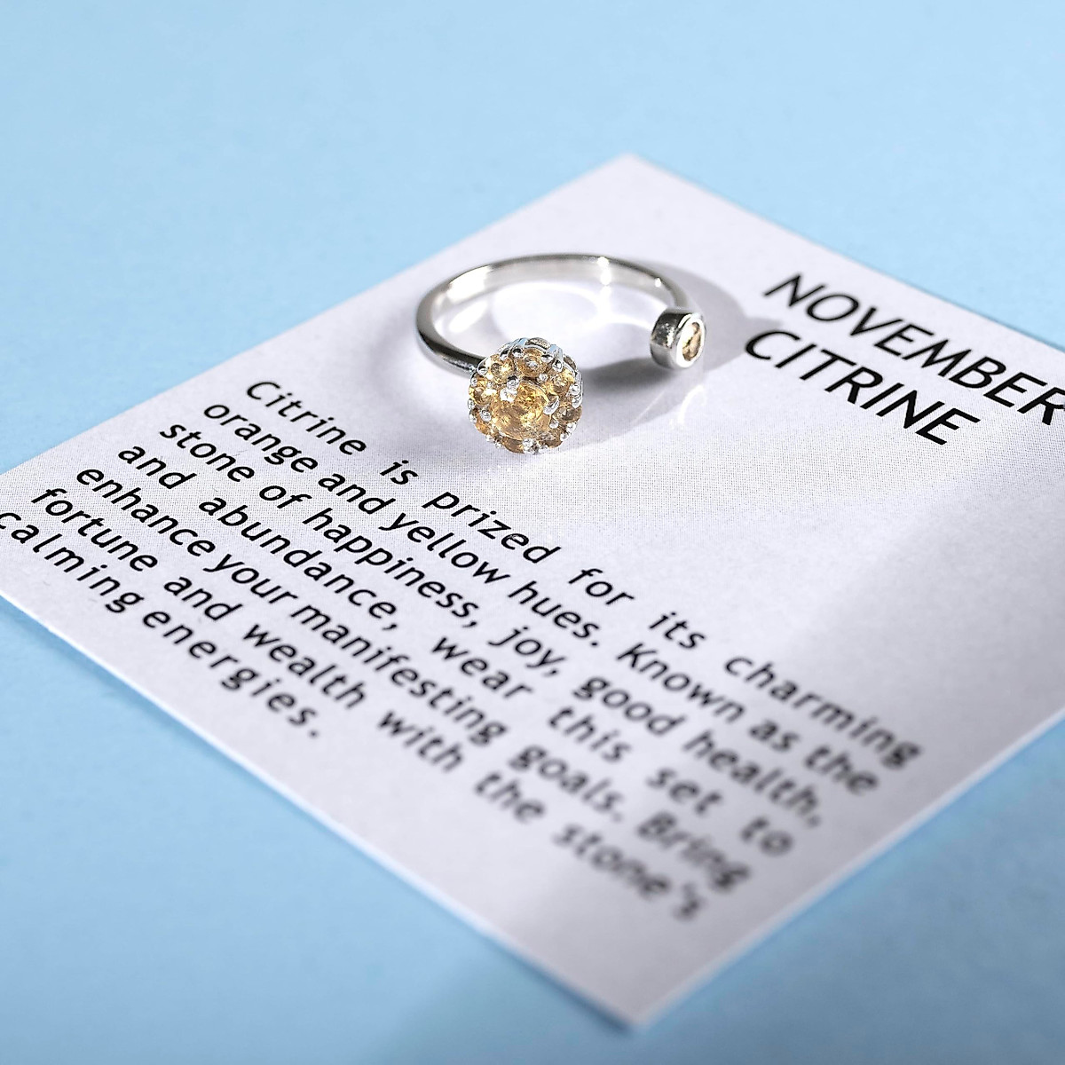 Shop LC Citrine Spinner Anxiety Ring for Women 925 Sterling Silver Platinum Plated Open Adjustable Birthstone Jewelry Stress Relief Gifts for Women Size 6-8 1.10 ctw Birthday Gifts