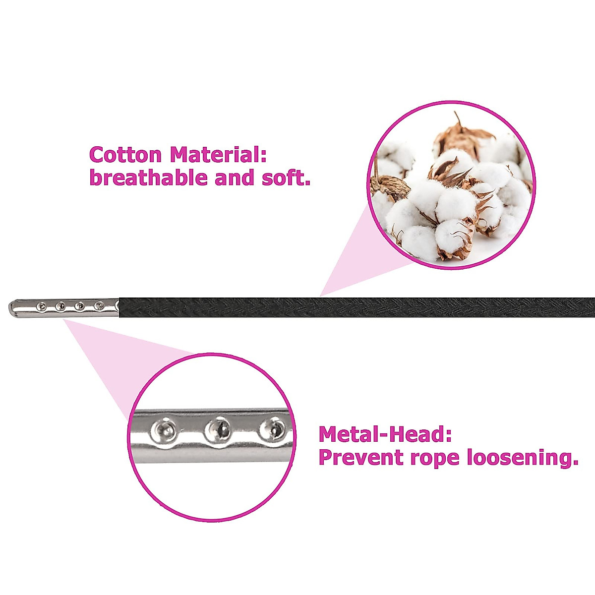 10 Pieces Drawstring Cords with Easy Threaders, Hoodie String Replacement with Pink Flexible Drawstring Threaders for Pants Sweatpants Hoodies Jackets Shoes (5 Black & 5 White)