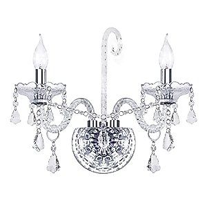 CRYSTOP Vintage Crystal Wall Sconce Lighting for Bedroom Bedside, Elegant 2 Lights Crystal Wall Light European Style Decorative, Luxury Sconces Wall Lamp for Bathroom, Entryway Sconce Light