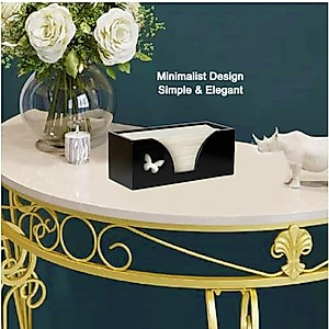 Countertop Paper Towel Dispenser with Engraved Butterfly in Black Bamboo – Compatible with C Fold, Multifold, Trifold & Z Fold Hand Napkins Folded Size 10.5" x 4.0" Or Smaller (Black)