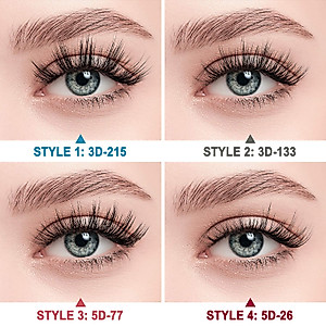 MAGEFY 20 Pairs Eyelashes, 4 Style Faux Mink Lashes Pack, Natural Look to Dramatic Long False Eyelashes, 16mm-20mm Handmade Reusable Soft Fake Eyelashes with Glitter Portable Boxes