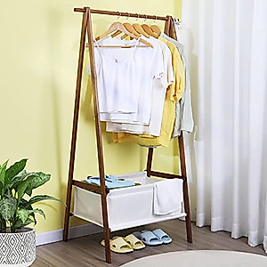 Jotsport Bamboo Clothing Rack Foldable Clothes Hanging Stand with Cloth Storage Bag for Laundry, Bedroom, Guest Room, Entryway, Dressing Room