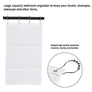 Yosooo 6 Pockets Mesh Shower Organiser Bathroom Over The Door Hanging Mesh Pockets Storage Bag Holder Hanging Caddy with Hooks Quick Dry Bathroom Storage Basket