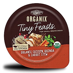 Castor & Pollux Organix Tiny Feasts Organic Chicken, Quinoa & Carrot Stew Dog Food Trays, 3.5 Ounce (Pack of 12)