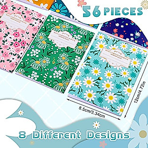 Geelin 56 Pcs Mini Notebooks for Kids Small Composition Books Bulk Assorted Mini School Supplies Small Pocket Notepad for Students Kids, 8 Styles (Floral Style)
