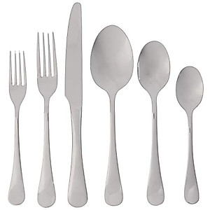 Ginkgo International Varberg 42-Piece Stainless Steel Flatware Place Setting, Service for 8 Plus 2-Piece Hostess Set
