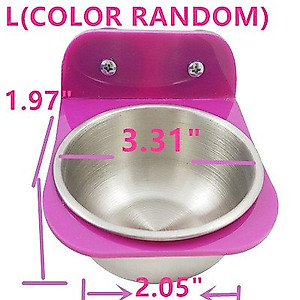 Hypeety Pet Birds Feeder Bowl Mirror Chew Toy Stainless Steel Cup Intelligence Toy for Small Parrots Macaw, African Greys, Cockatiels, Conure Cage Standing Swing Perch (Cage Cup L (3.31×2.05×1.97"))