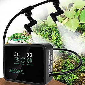 Reptile Fogger Automatic Reptile Mister Fogger for Terrarium, Reptile Humidifiers with Timer Amphibians Intelligent Humidifier with 360°Adjustable Misting Nozzles for Chameleon/Lizard/Snake/Turtle etc