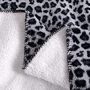SOCHOW Premium Thick Sherpa Fleece Throw Blanket, Soft and Warm Winter Blanket, 60 × 80 Inches, Grey Leopard