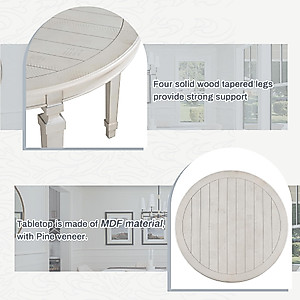 Bellemave Dining Table Set for 4, 5 Piece Round Kitchen Table and Chairs, Solid Wood Round Table with 4 Upholstered Chairs for Dining Room, Dinette, Breakfast Nook, White