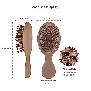 RHOS Mini Travel Hair Brush for Women/Men/Kids - Pocket Detangler Brush for Wet and Dry Hair - Travel Size Paddle Brush for Detangling- For All Hair Types (1 Pack-Mocha)